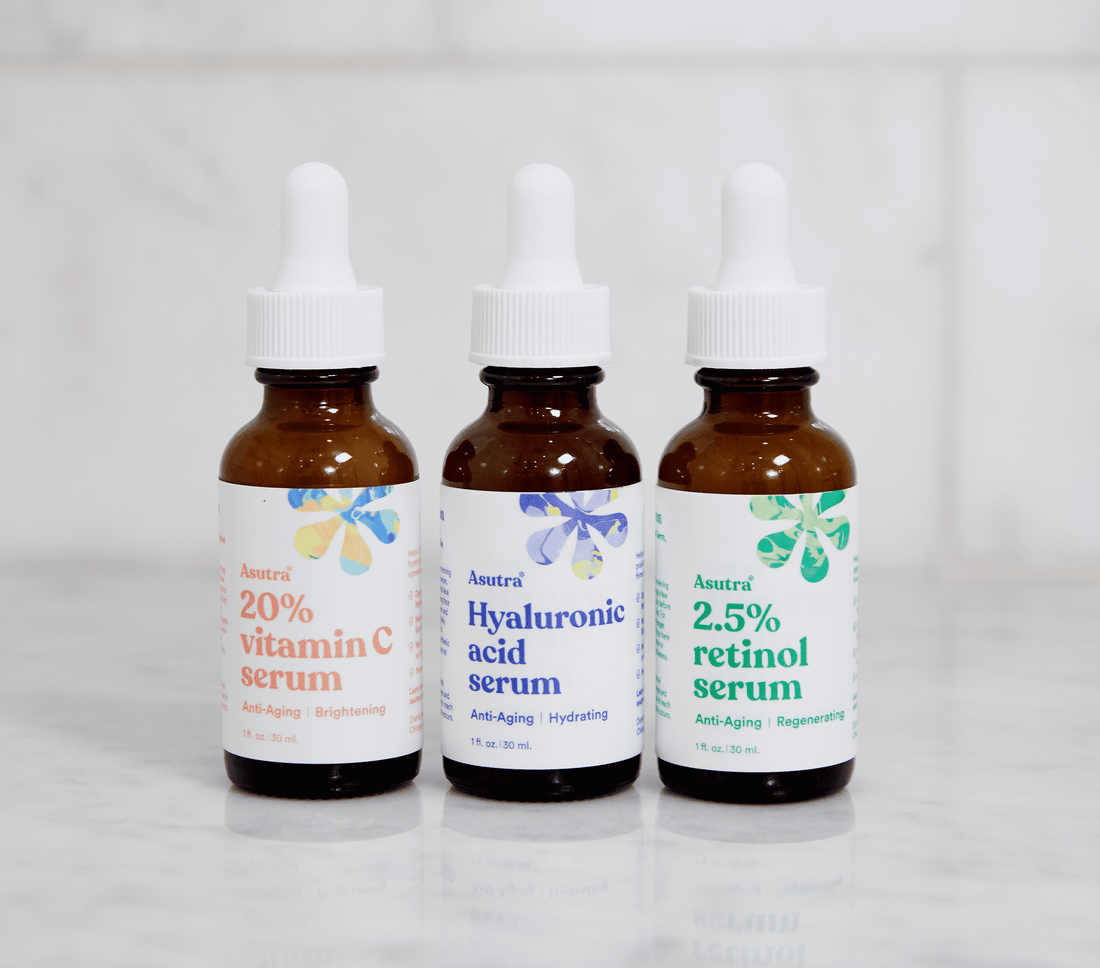 Anti-Aging Serum Set, Vitamin C, Retinol, Hyaluronic Acid | Asutra